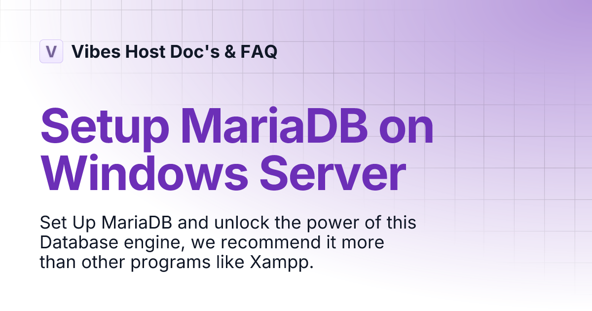 Setup MariaDB on Windows Server | Vibes Host Doc's & FAQ